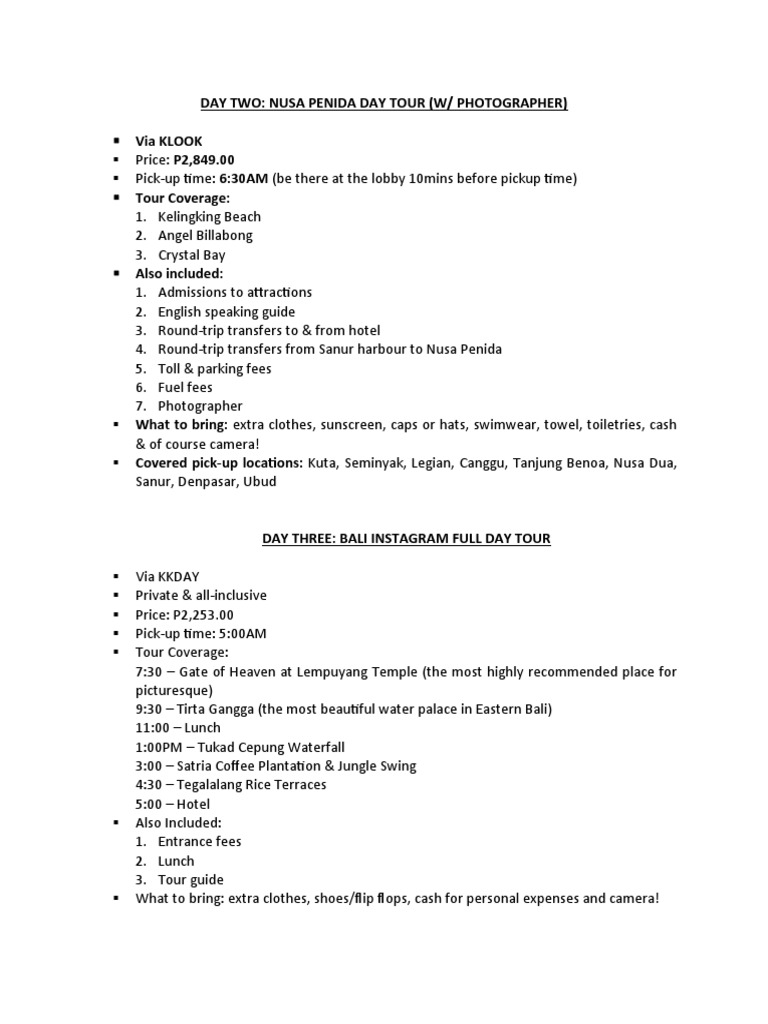 Bali Tour | PDF