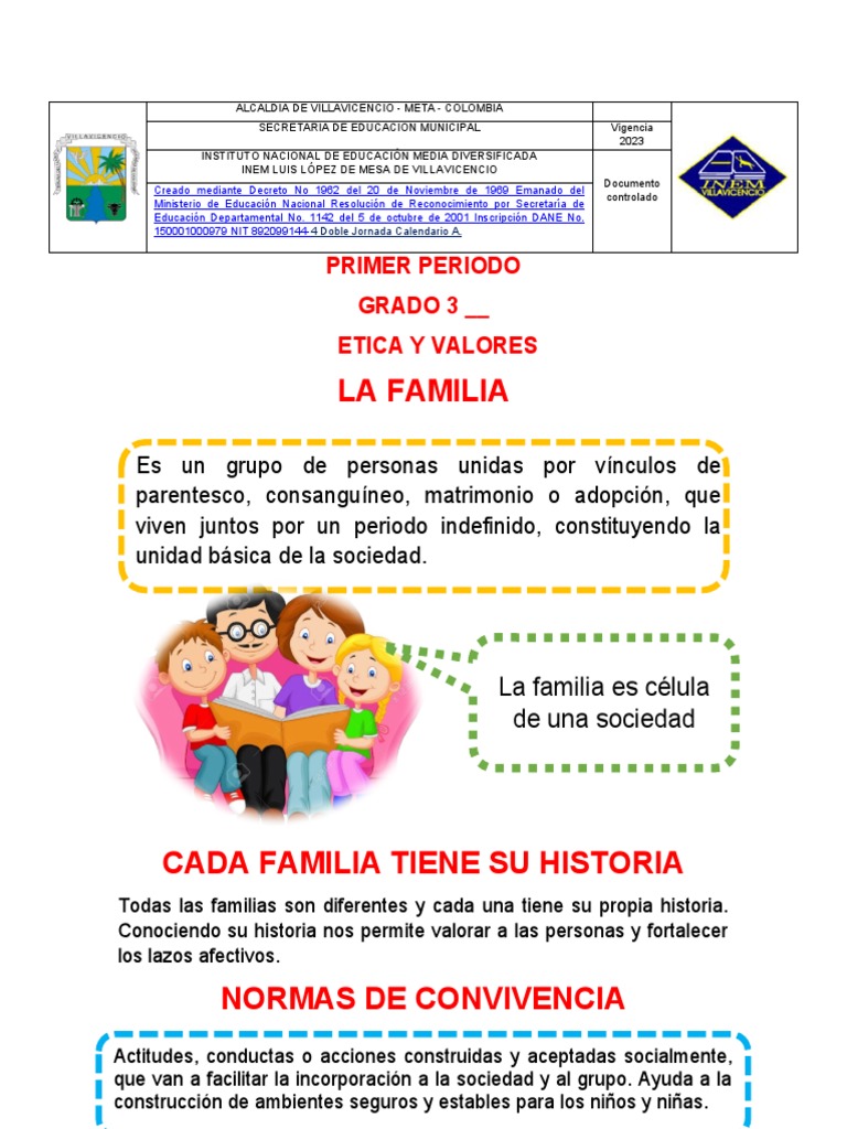 Guia 2 Ética y Valores La Familia y Normas de Convivencia | PDF | Familia | Instituciones sociales