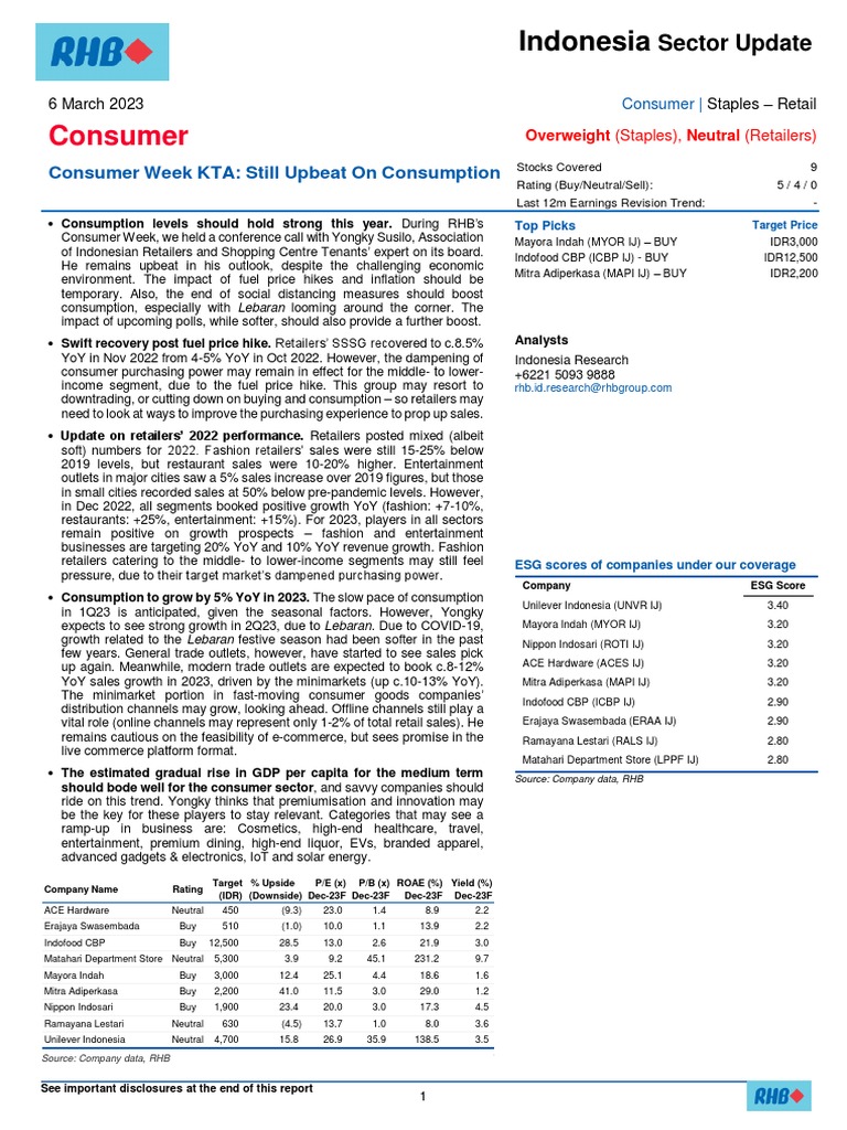 RHB Report Ind - Consumer - Sector Update - 20230306 - RHB Regional ...