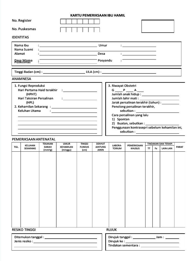 PDF Kartu Pemeriksaan Ibu Hamil - Compress | PDF