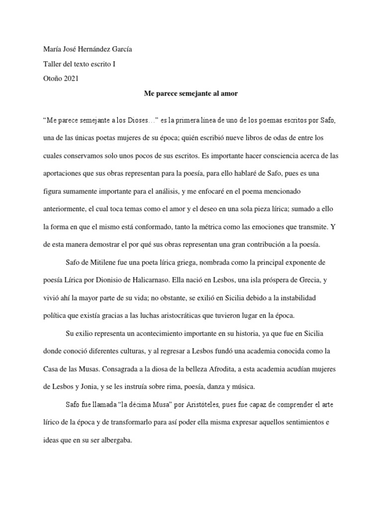 Safo: Poesía de amor y deseo | PDF | Poesía lírica | Poesía