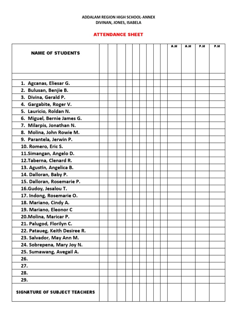 Attendance Grade 10 | PDF