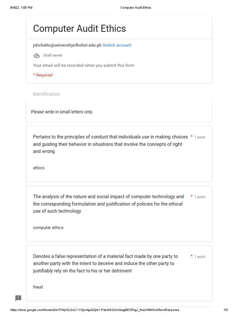 Computer Audit Ethics | PDF | Fraud | Applied Ethics