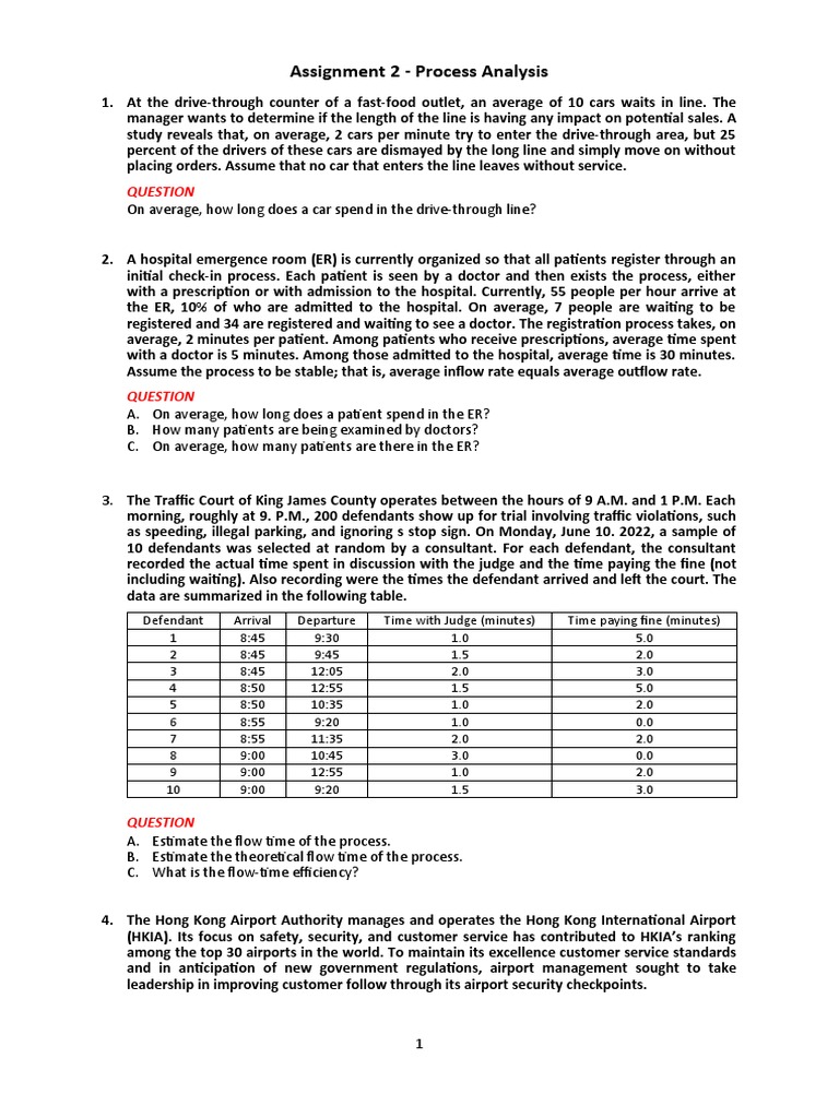 Exercises For Process Analysis | PDF | Emergency Department