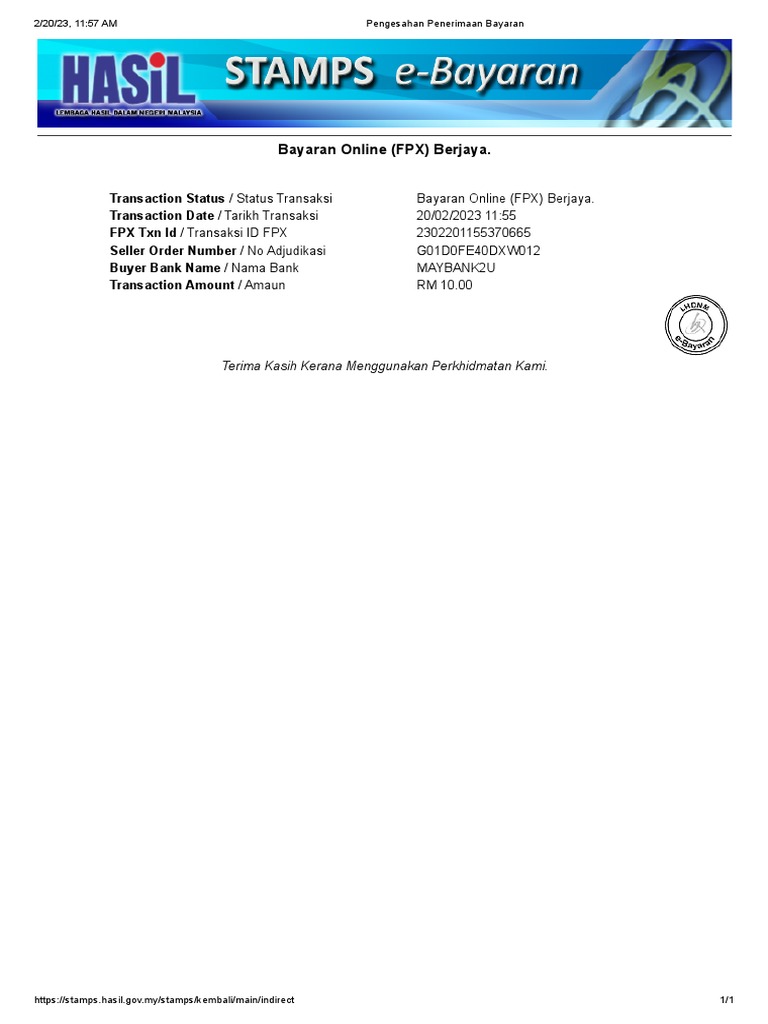 Pengesahan Penerimaan Bayaran | PDF