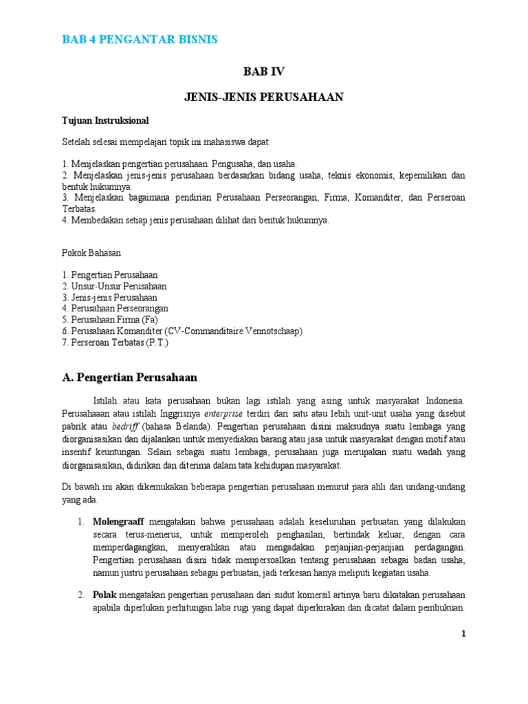 Bab 4 Pengantar Bisnis | PDF
