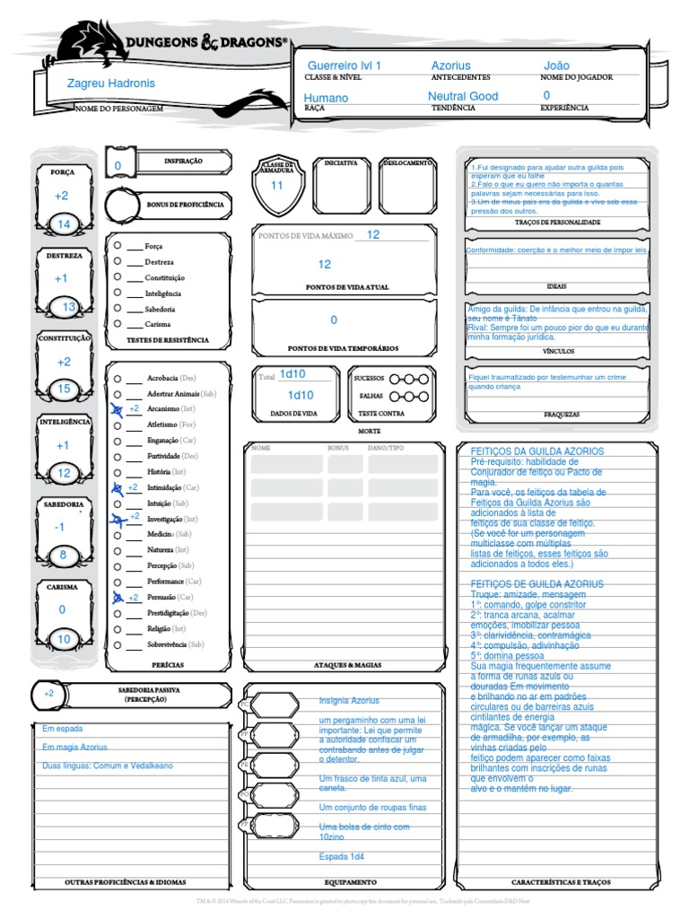 DD 5E Ficha de Personagem | PDF