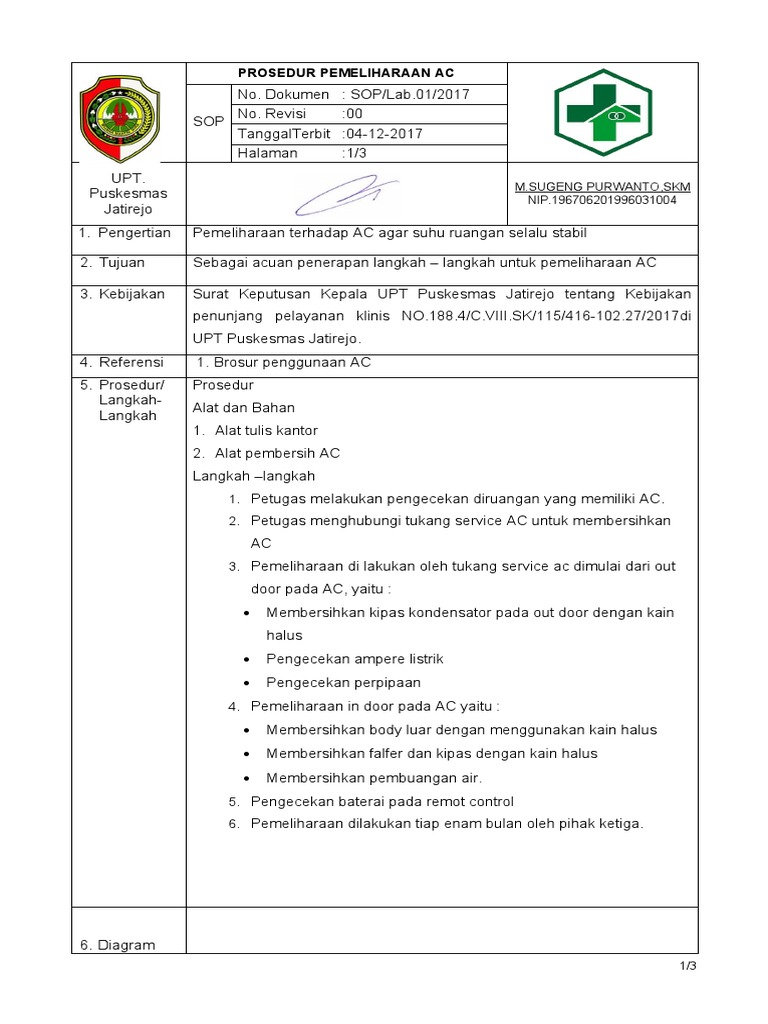 Prosedur Pemeliharaan Ac | PDF