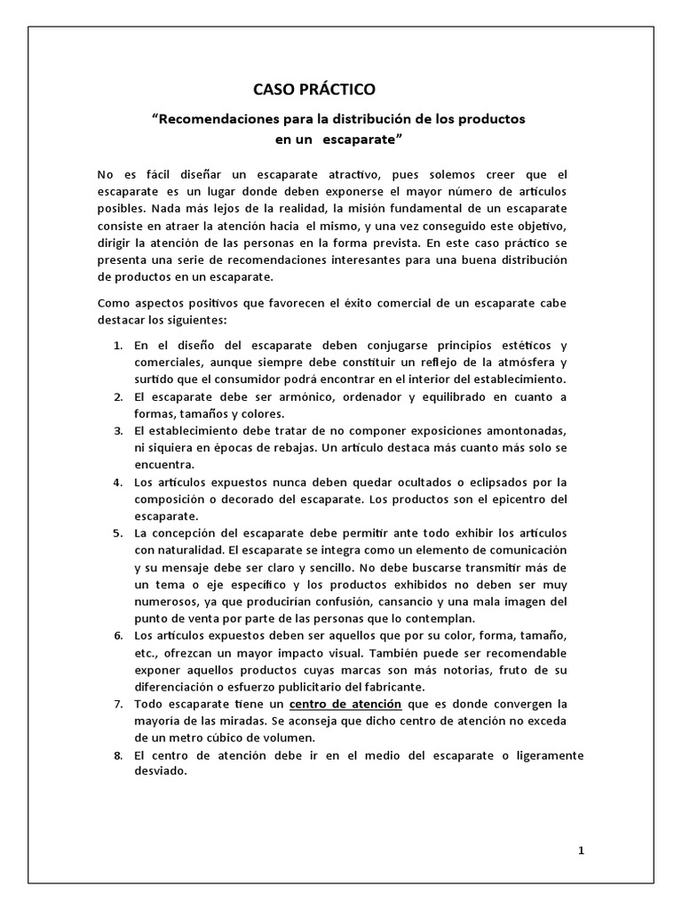 Caso Práctico - Distribución de Productos en Escaparate | PDF