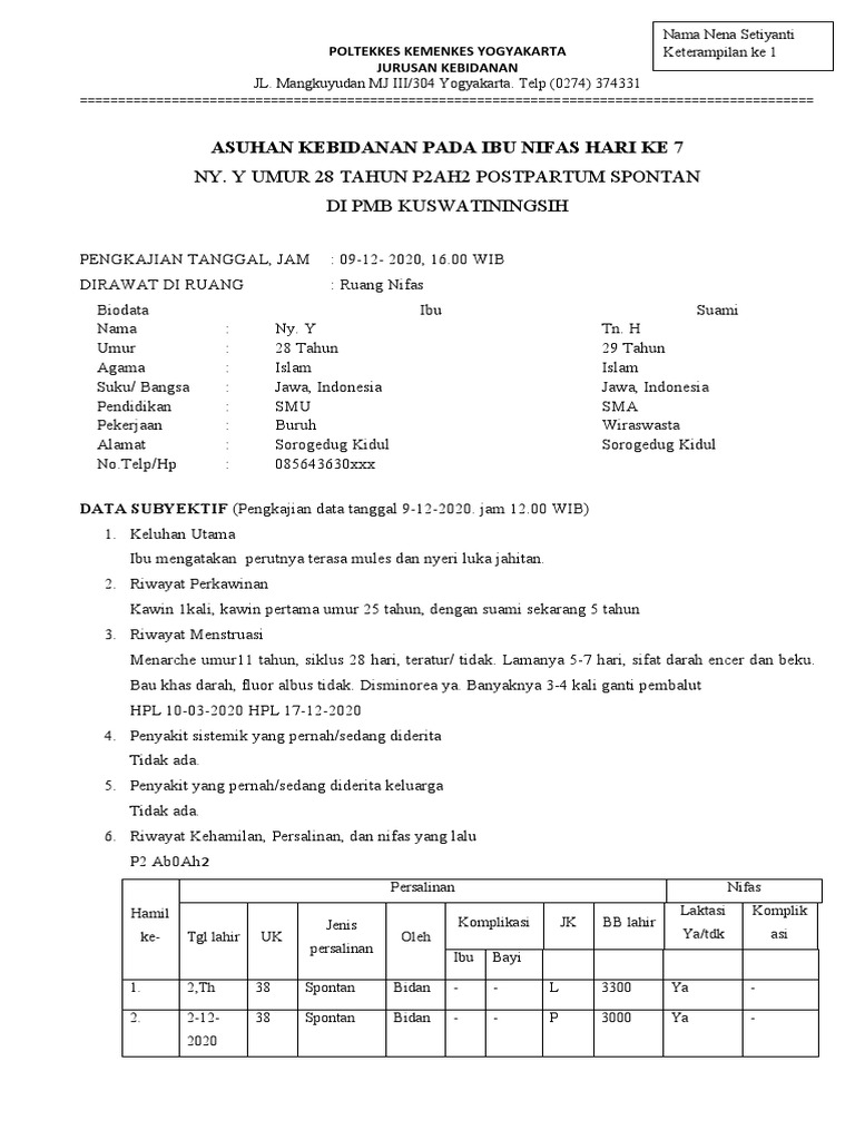 NIFAS Hari Ke 7 Ny. Y | PDF