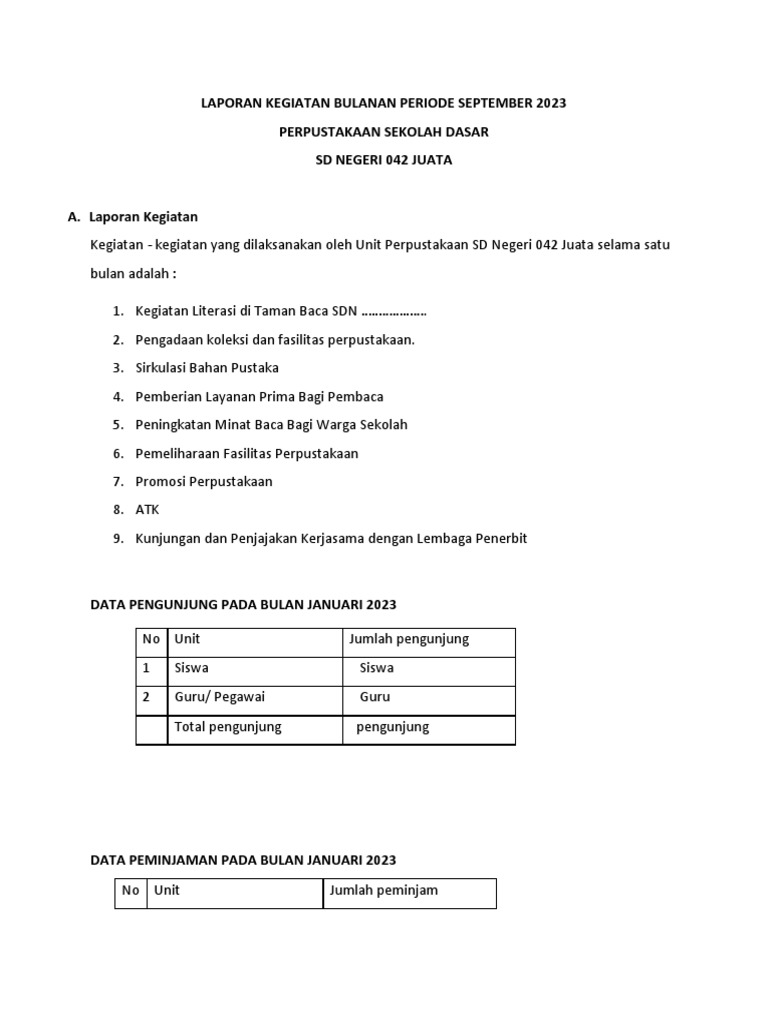Laporan Kegiatan Bulanan Periode April | PDF