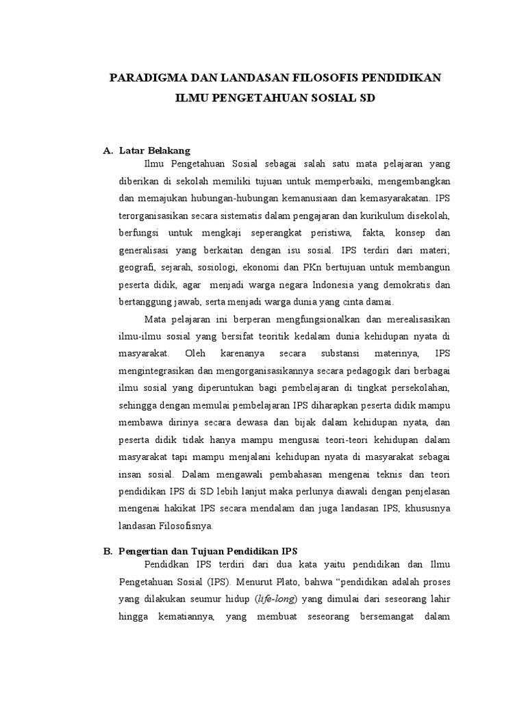 Paradigma Pendidikan Ips Di SD Indonesia | PDF | Sains & Matematika