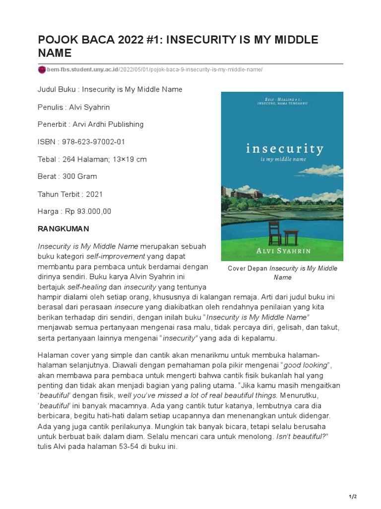 Bem-Fbs - Student.uny - ac.id-POJOK BACA 2022 1 INSECURITY IS MY MIDDLE ...
