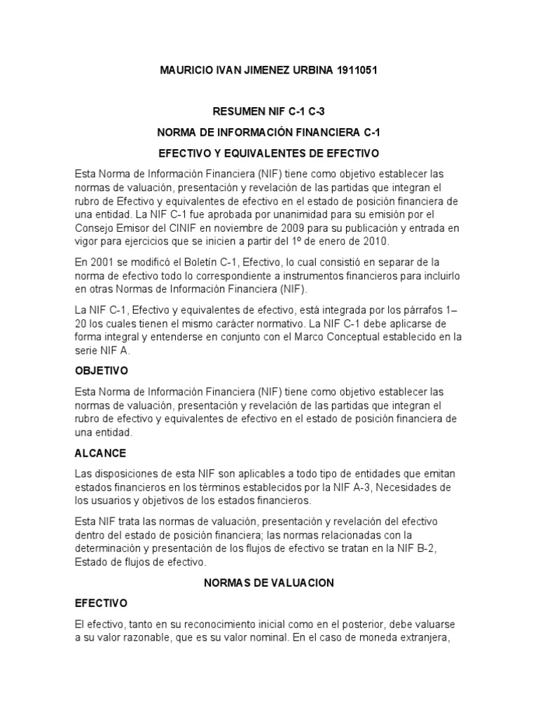 Resumen NIF C1-C3 | PDF | Moneda | Tipo de cambio