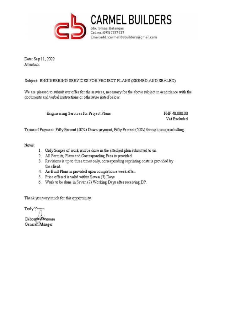 Quotation of Engineering Services | PDF