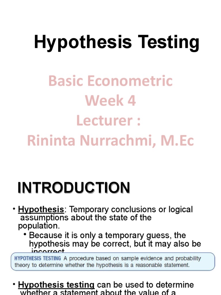Week 4 - Hypothesis Testing | PDF | Type I And Type Ii Errors ... Week 4 - Hypothesis Testing | PDF | Type I And Type Ii Errors ...