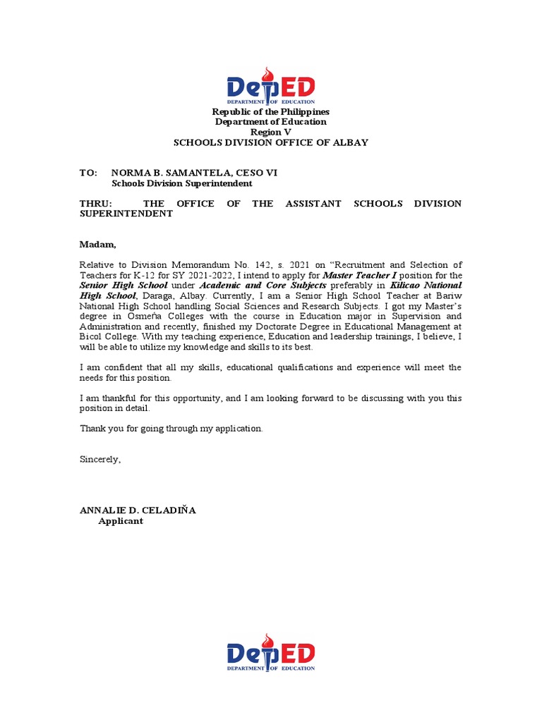 Teacher Promotion Intent Letters | PDF | Wellness