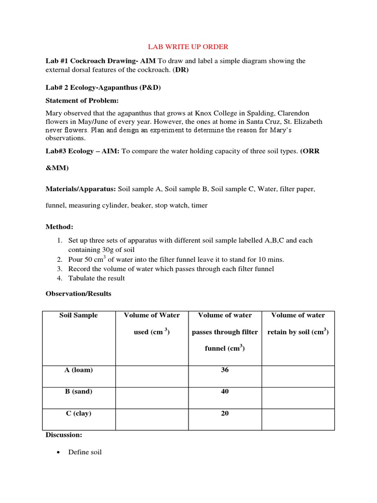 Grade 11 Biology Lab Write-Up Guide | PDF | Water | Fingerprint