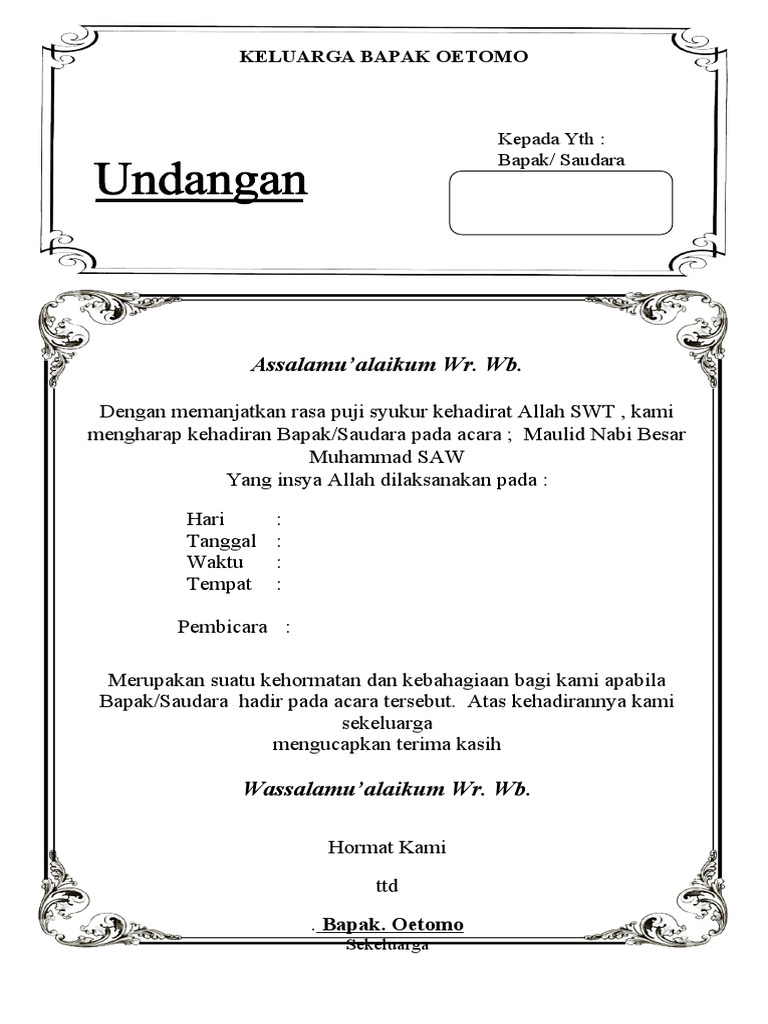 contoh undangan PHBI | PDF