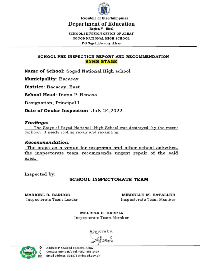 Pre-Post Inspection | PDF