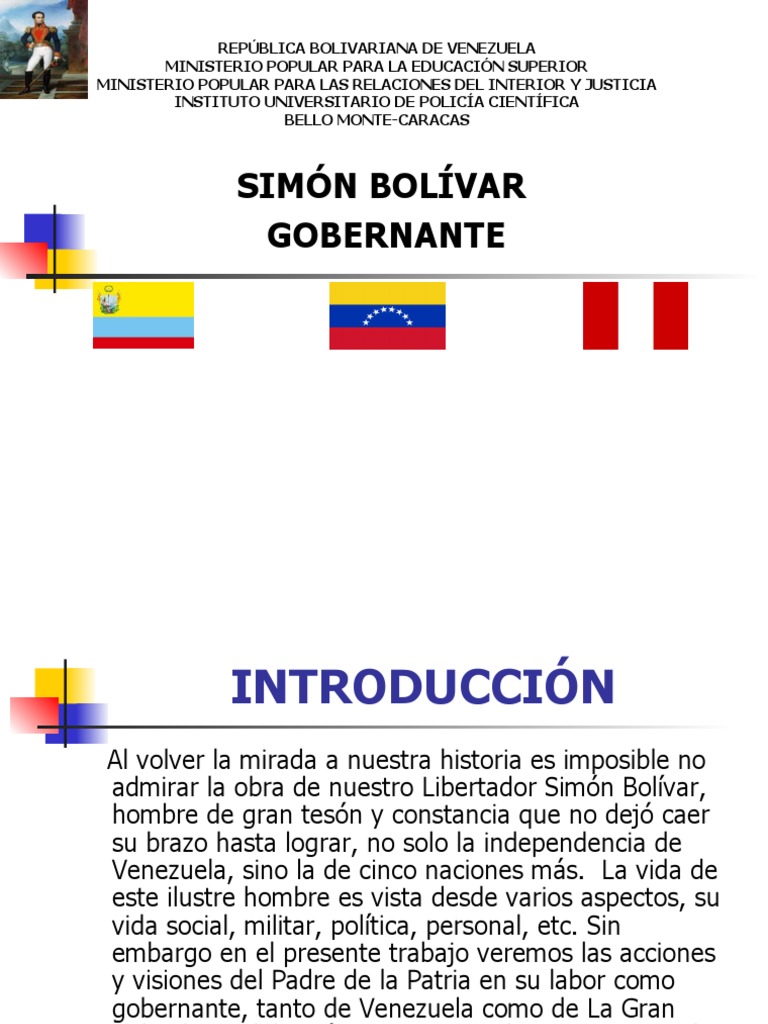 Presentación Bolívar Gobernante Ii | PDF | Venezuela | Colombia