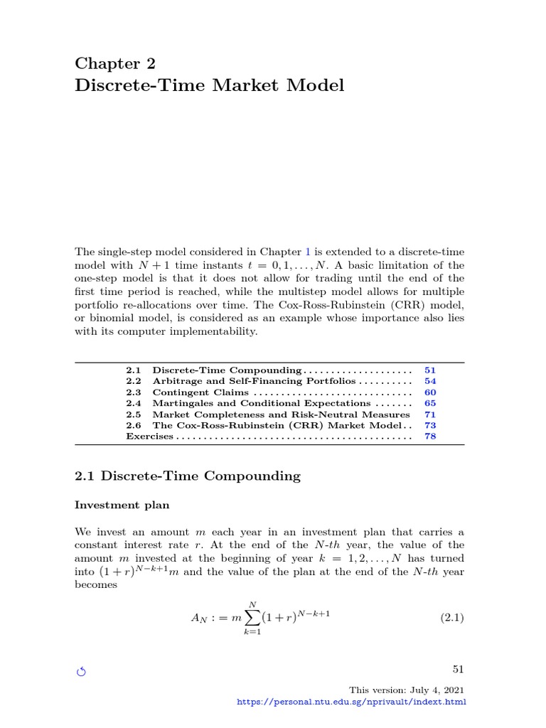 Discrete Time Model Pdf Option Finance Stochastic Process