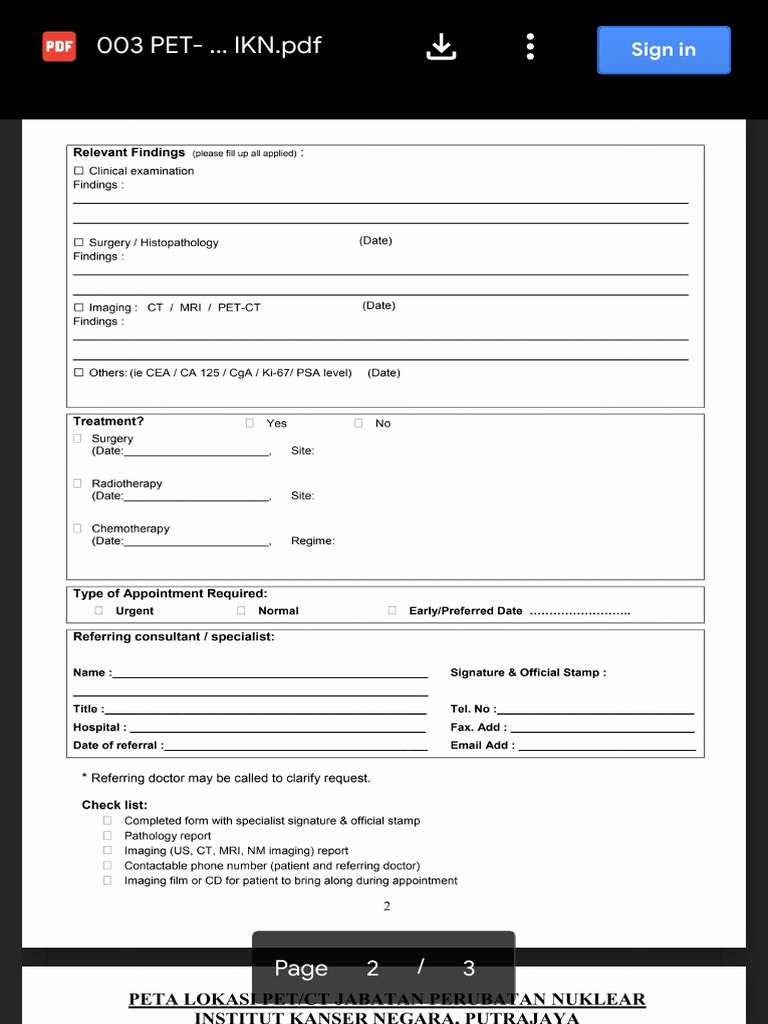 CT and PET Scan Request Form | PDF
