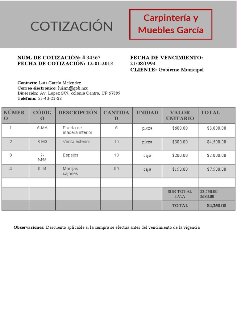 Formato-de-Cotizacion-en-Word | PDF