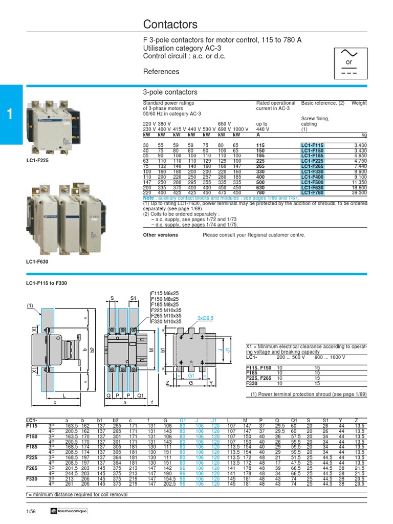 Telemecanique LC1F265 Datasheet | PDF | Physical Quantities | Power ...