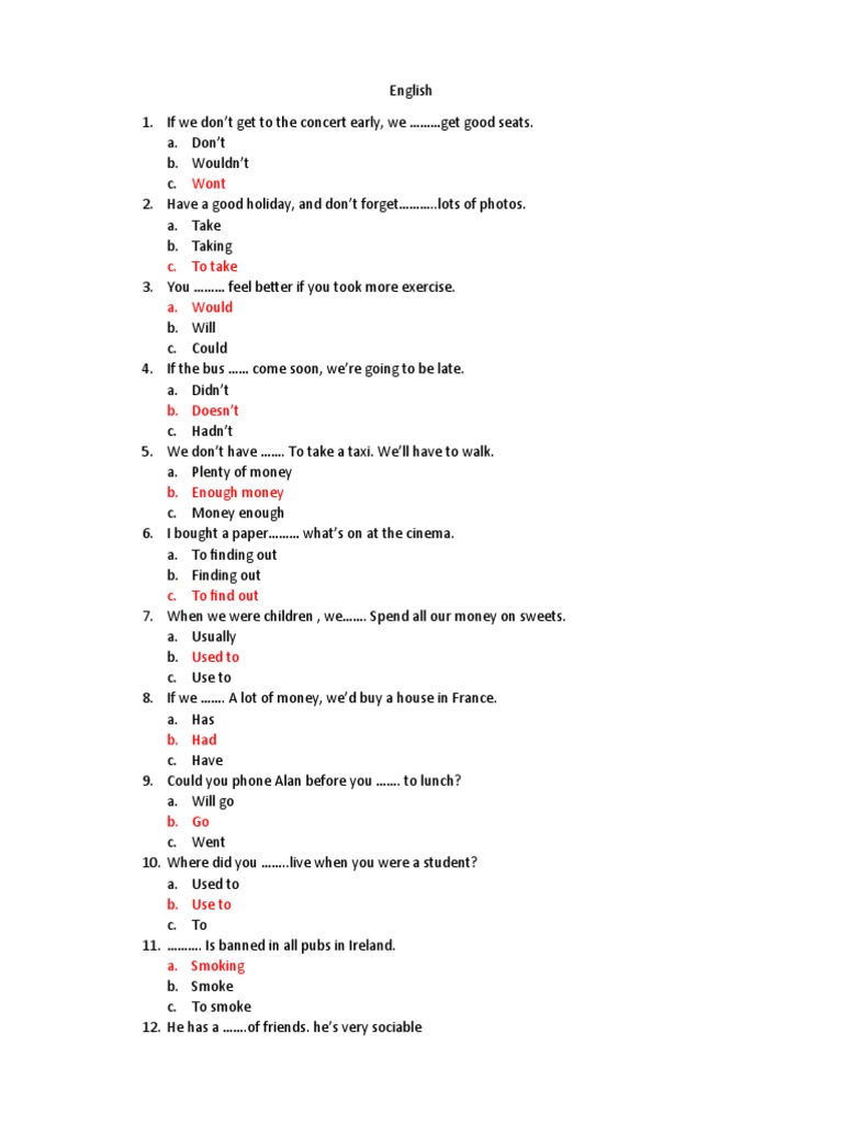 English Grammar and Vocabulary Test | PDF
