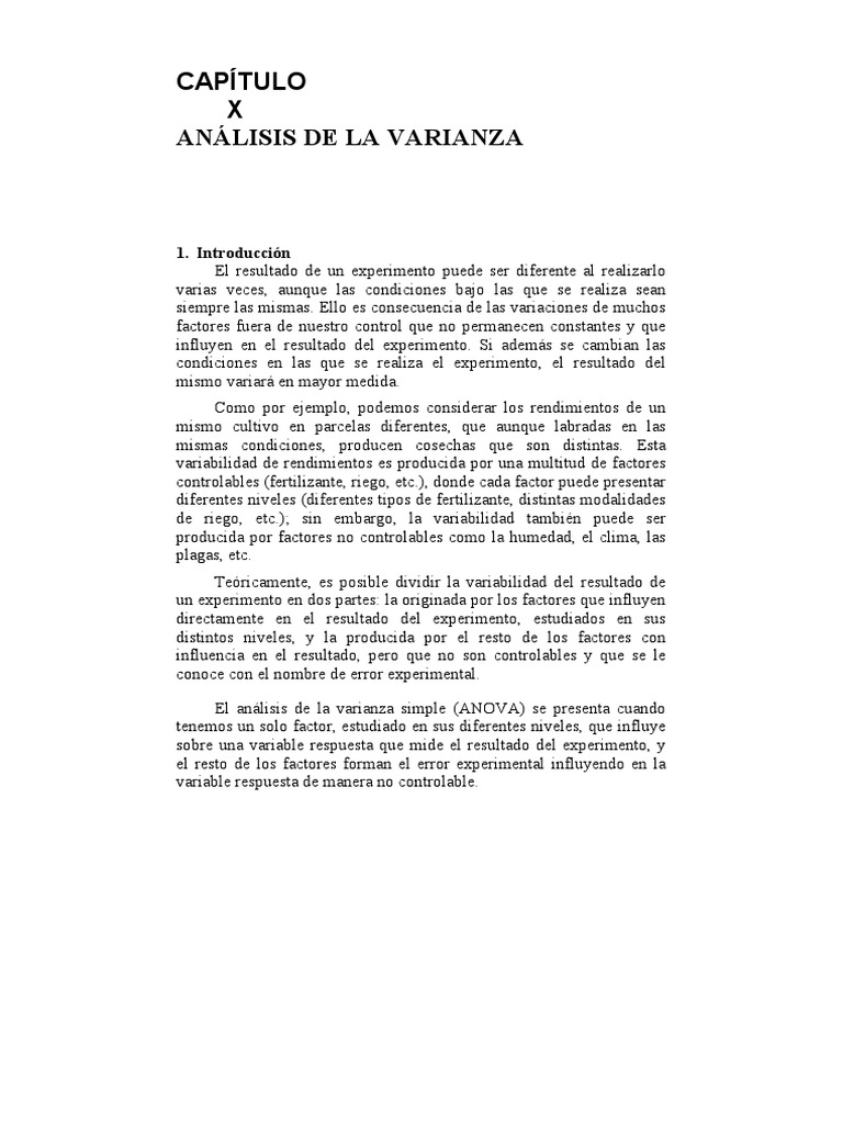 Análisis de Varianza | PDF | Análisis de variación | Experimentar