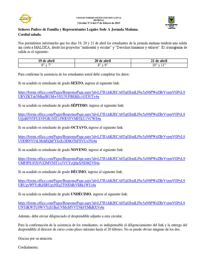 Circular Salida A MALOKA PDF | PDF