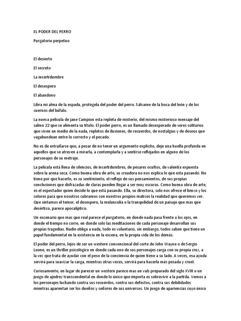 El Poder Del Perro | PDF