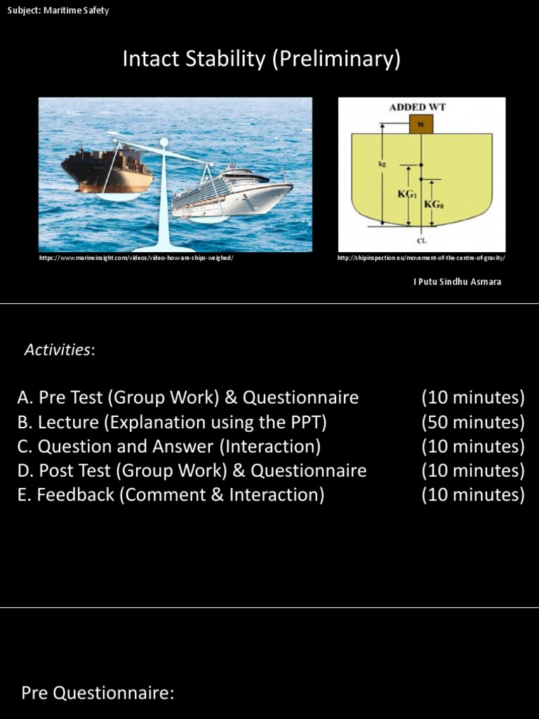 Ship Weight Center of Grafity (Preliminary of Intact Stability) | PDF | Weight | Physical Quantities