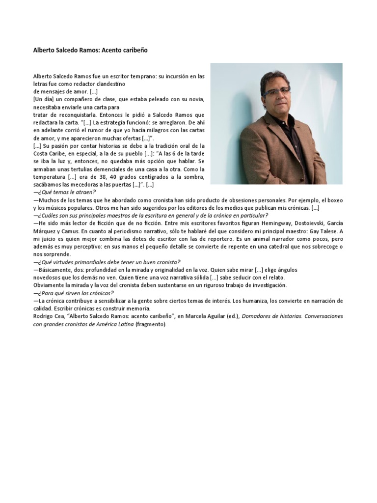 Alberto Salcedo Ramos | PDF | Escritores