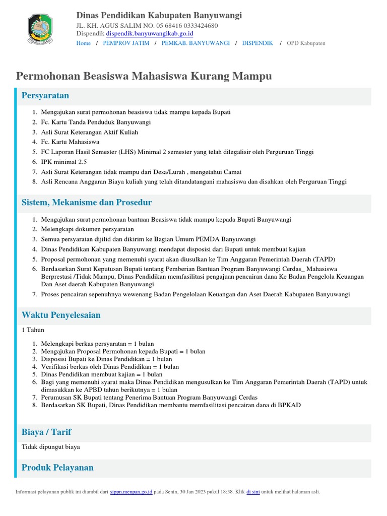 Unduh Standar Pelayanan - Permohonan Beasiswa Mahasiswa Kurang Mampu | PDF Unduh Standar Pelayanan - Permohonan Beasiswa Mahasiswa Kurang Mampu | PDF