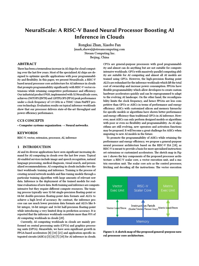 Neuralscale Risc V Based Neural Processor Boosting Ai Inference Pdf Central Processing Unit 