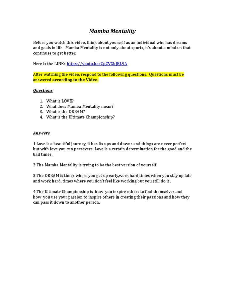 Mamba Mentality Andrea Ramirez | PDF