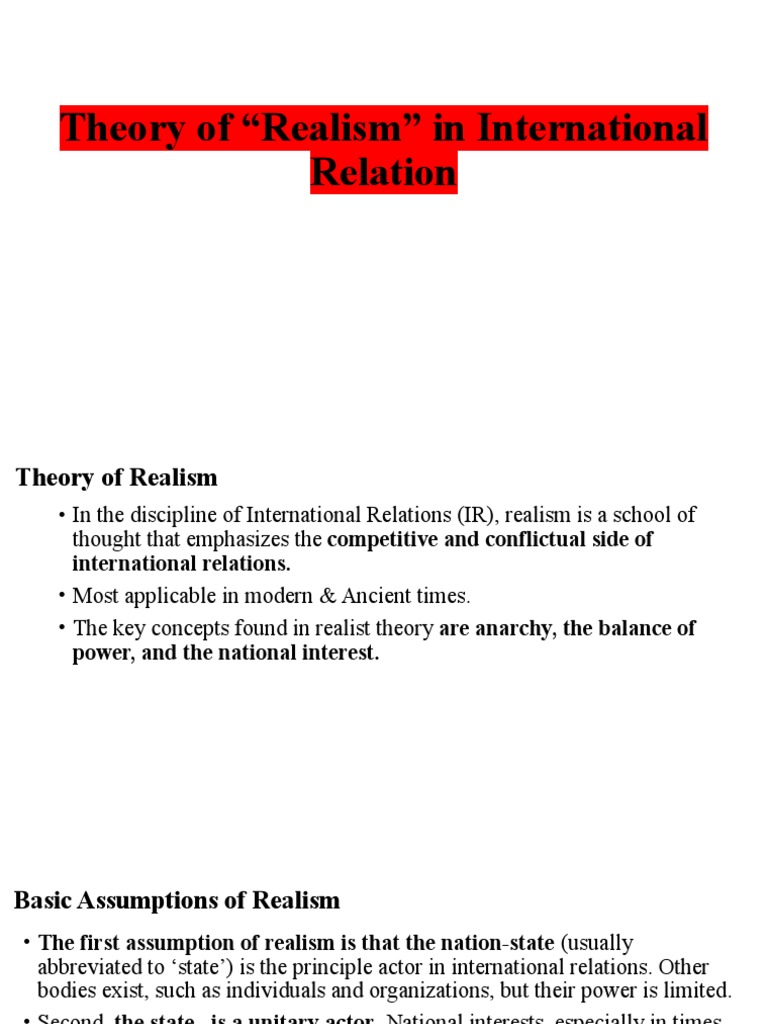 Theory of Realism in International Relation BS Lecture 3. | PDF ...
