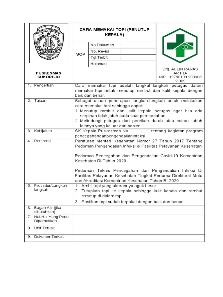 Sop 12 Cara Memakai Topi | PDF