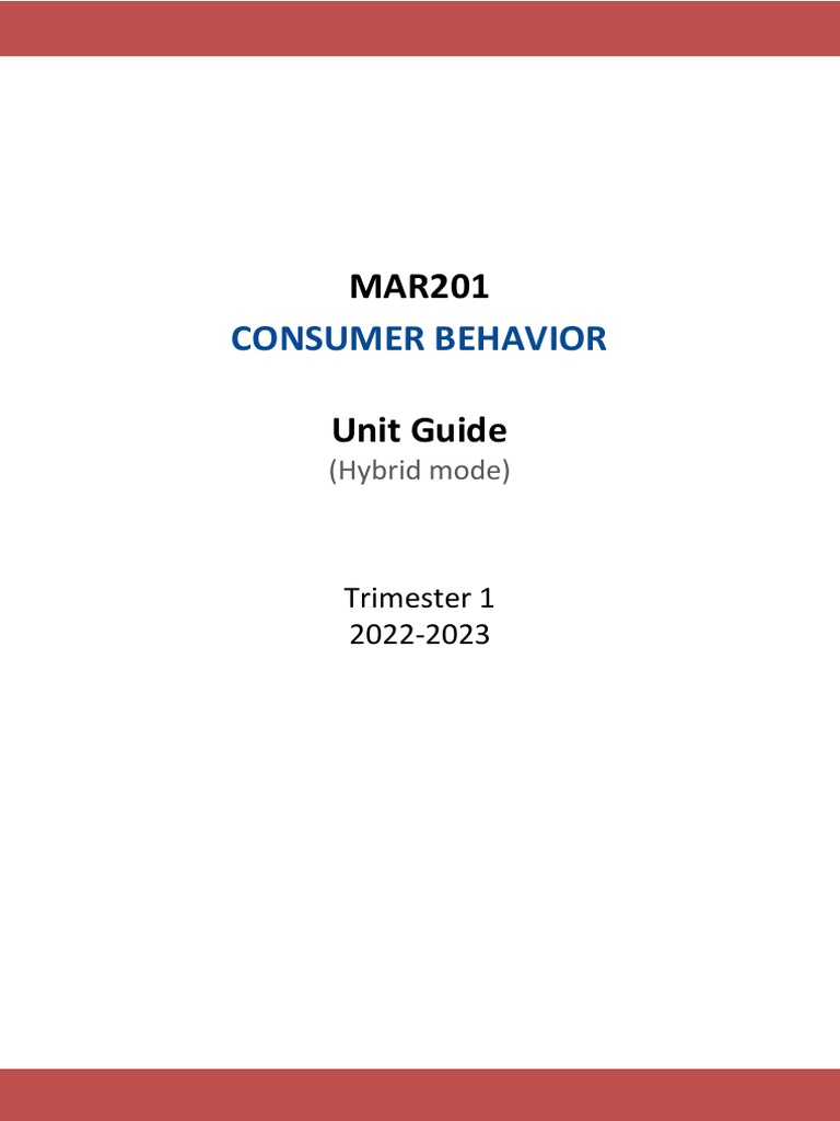 Unit Guide - CB - Tr1.2022-2023 - Final 1 | PDF | Consumer Behaviour | Marketing Research