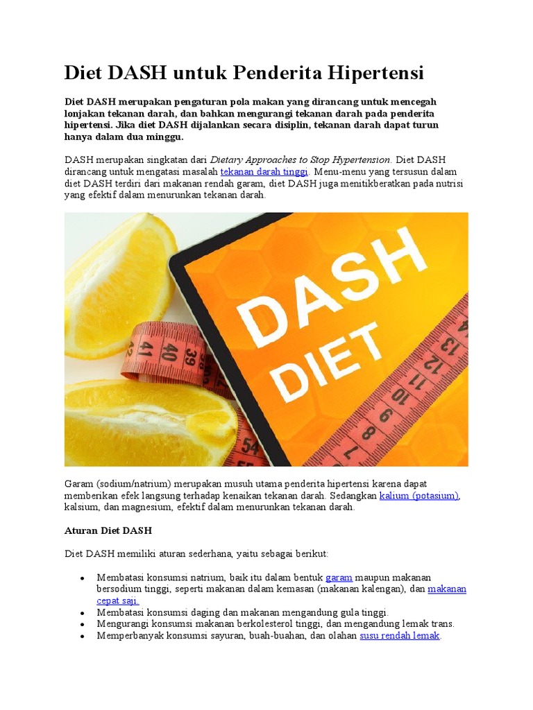 Diet DASH Untuk Penderita Hipertensi | PDF