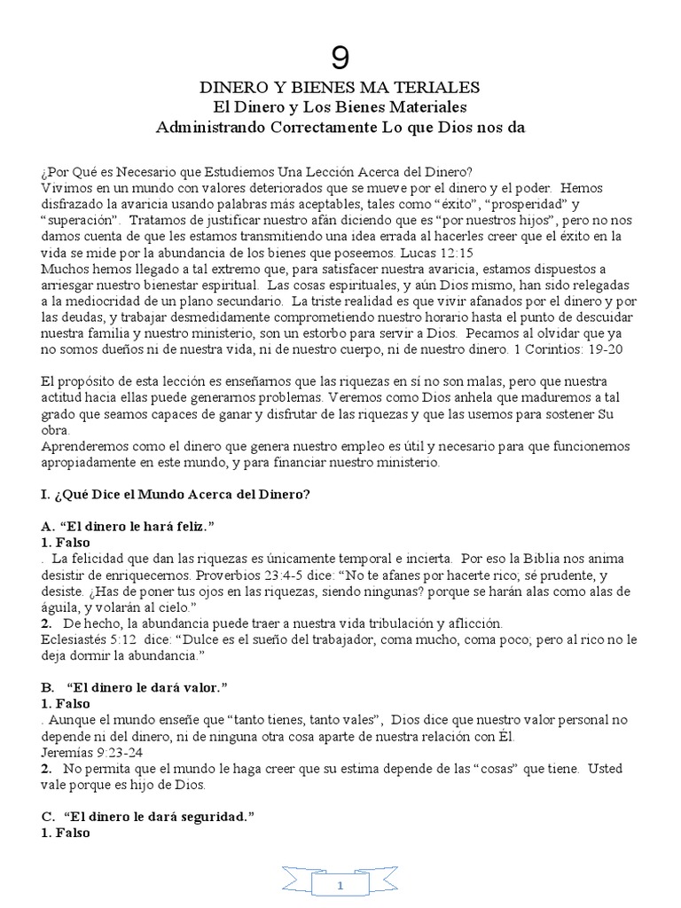 Lession 9 | PDF | Diezmo | Biblia