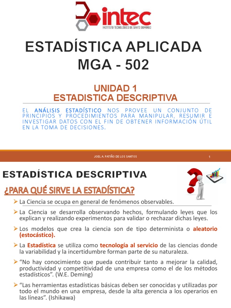 Semana 1 Introducción A Estadística | PDF | Nivel de medida | Observación