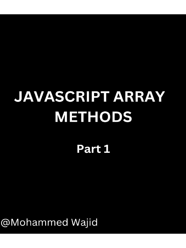 Javascript Array Methods Part1 Pdf