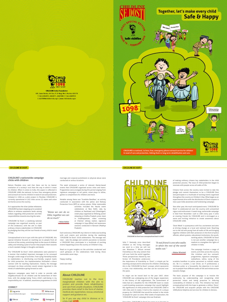 Childline Se Dosti 2019 | PDF | Childhood