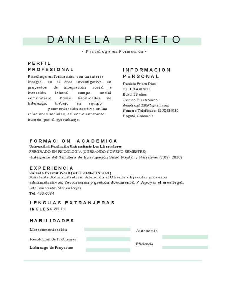 Perfil Profesional de Daniela Prieto | PDF | Crecimiento personal y ...