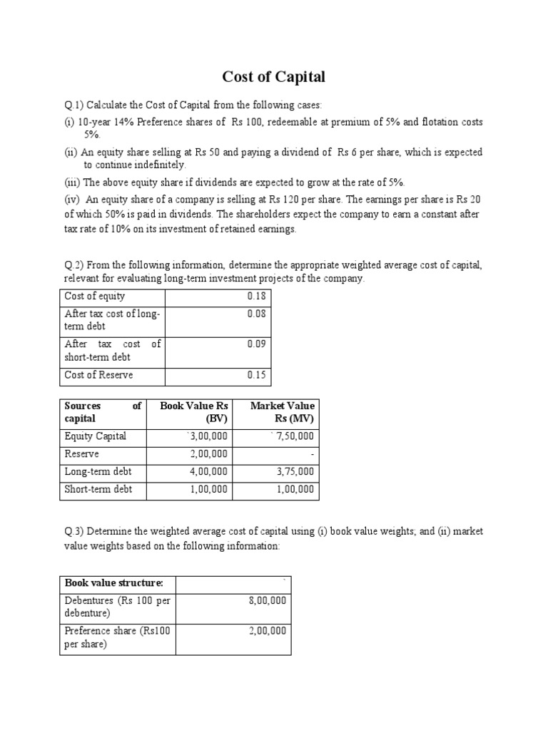 Cost of Capital | PDF | Cost Of Capital | Preferred Stock