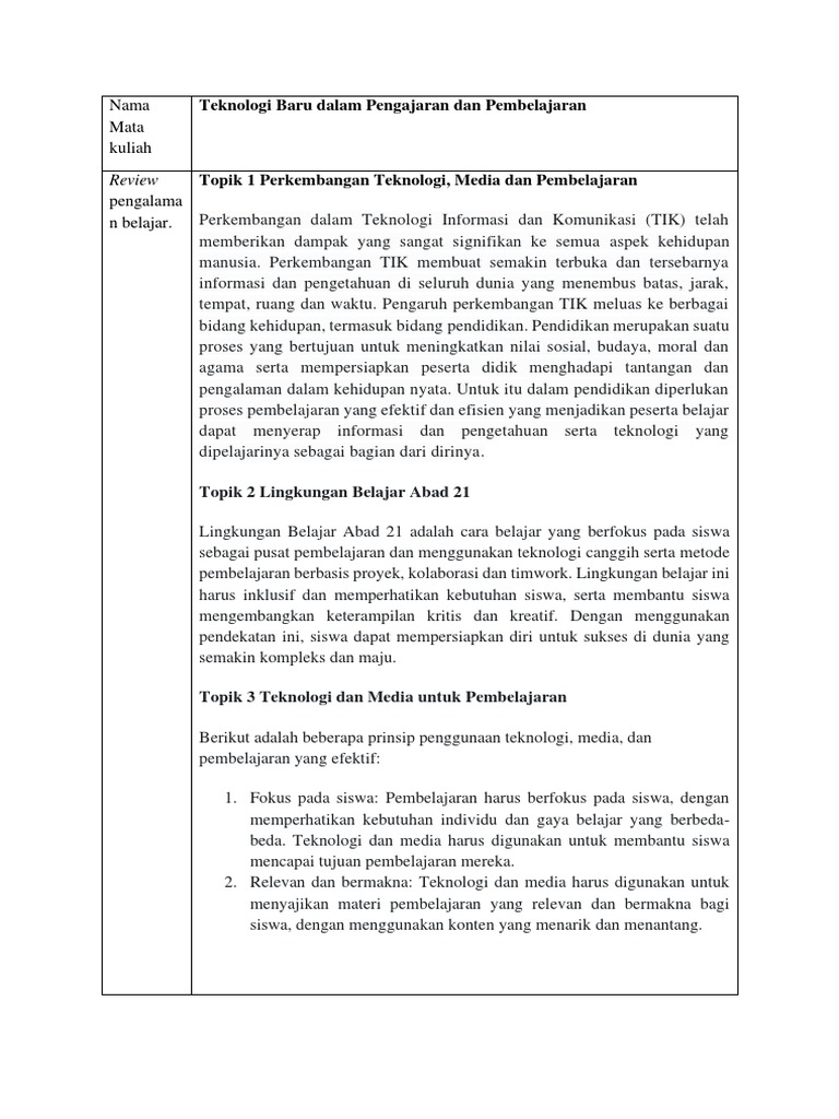 Teknologi Baru Dalam Pengajaran Dan Pembelajaran | PDF