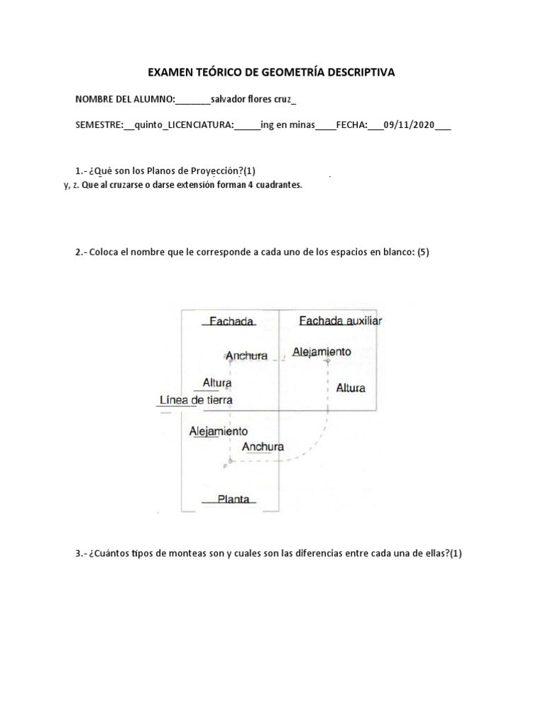 Examen Geometría Descriptiva | PDF | Geometria plana) | Línea (geometría)